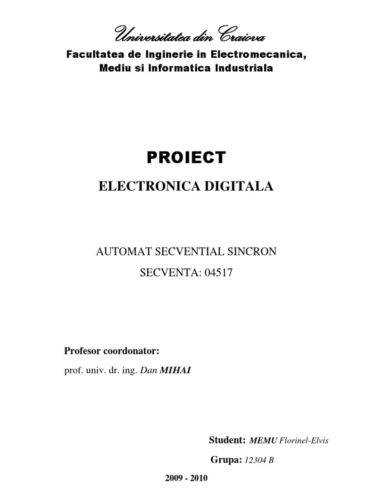 Proiect Electronica Digitala | PDF