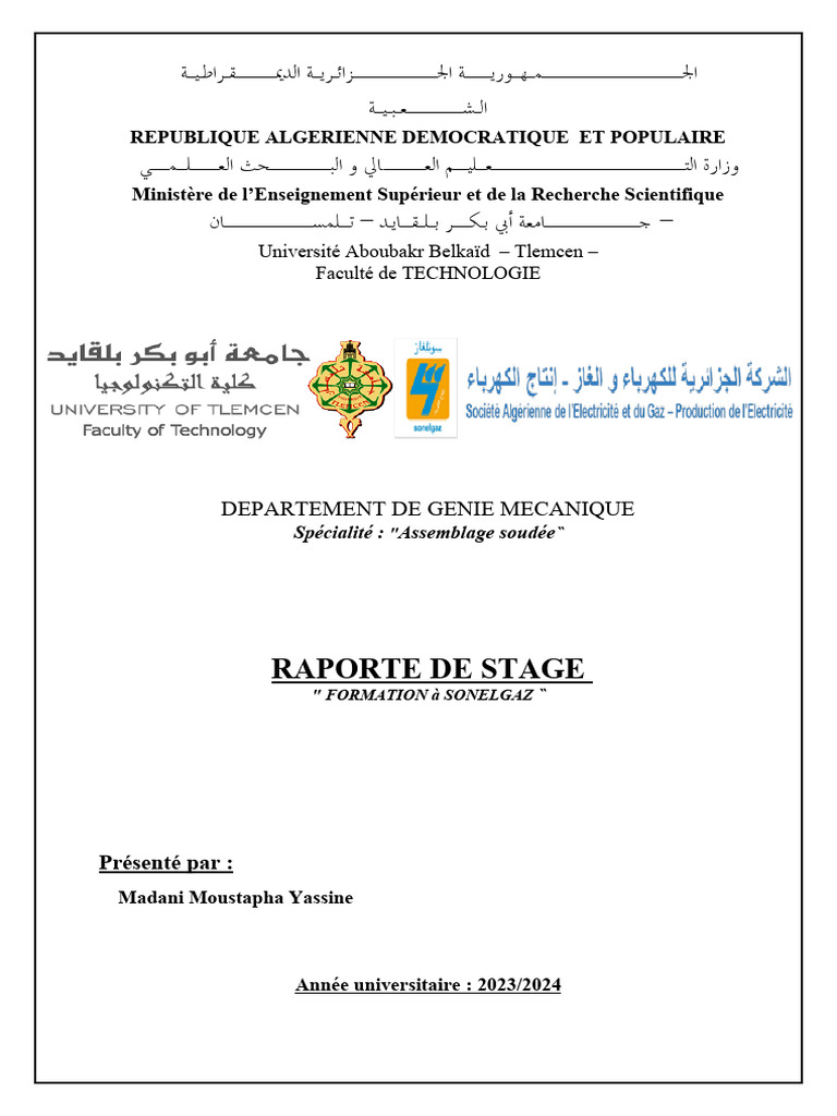 Page Garde Memoire Licence Univ Tlemcen | PDF