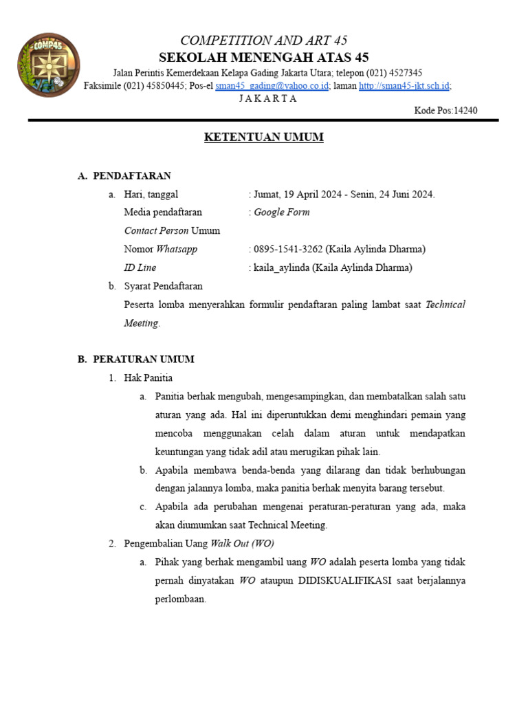 Proposal Undangan Eksternal Comp45 2024 | PDF