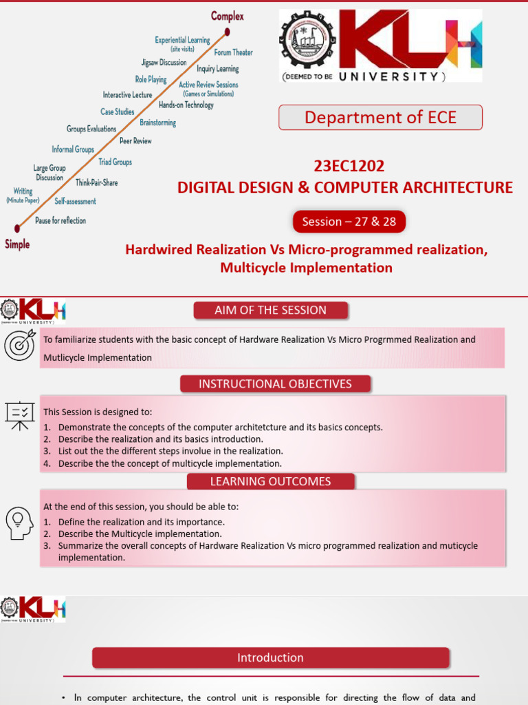 Session - 27 and 28 Hardwired Vs Micro-Programmed Realization, Multi Cycle Implementation | PDF ...
