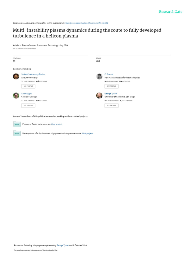 Multi Instability Plasma Dynamics During The Route To Fully Developed Turbulence in A Helicon ...