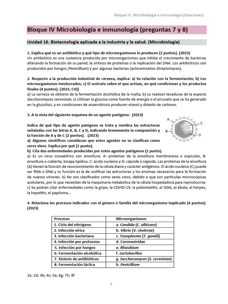 Microbiología e Inmunología: Soluciones y Aplicaciones | PDF | Las bacterias | Virus