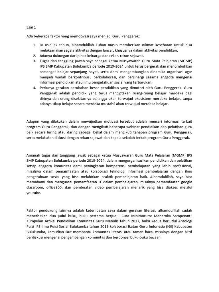 Contoh Esai CGP | PDF | Kesehatan Holistik