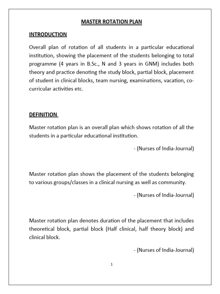 Assignment Master Rotation Plan - Vini | PDF | Nursing | Experience
