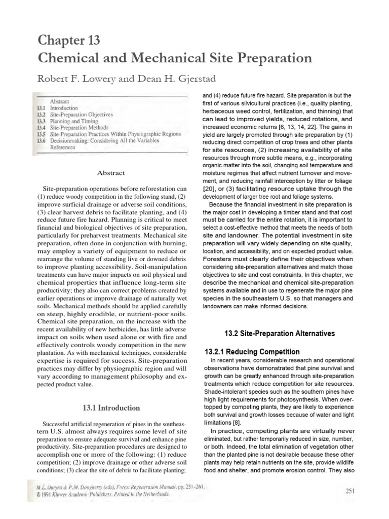CH 13 - Chemical and Mechanical Site Preparation | PDF | Soil | Herbicide