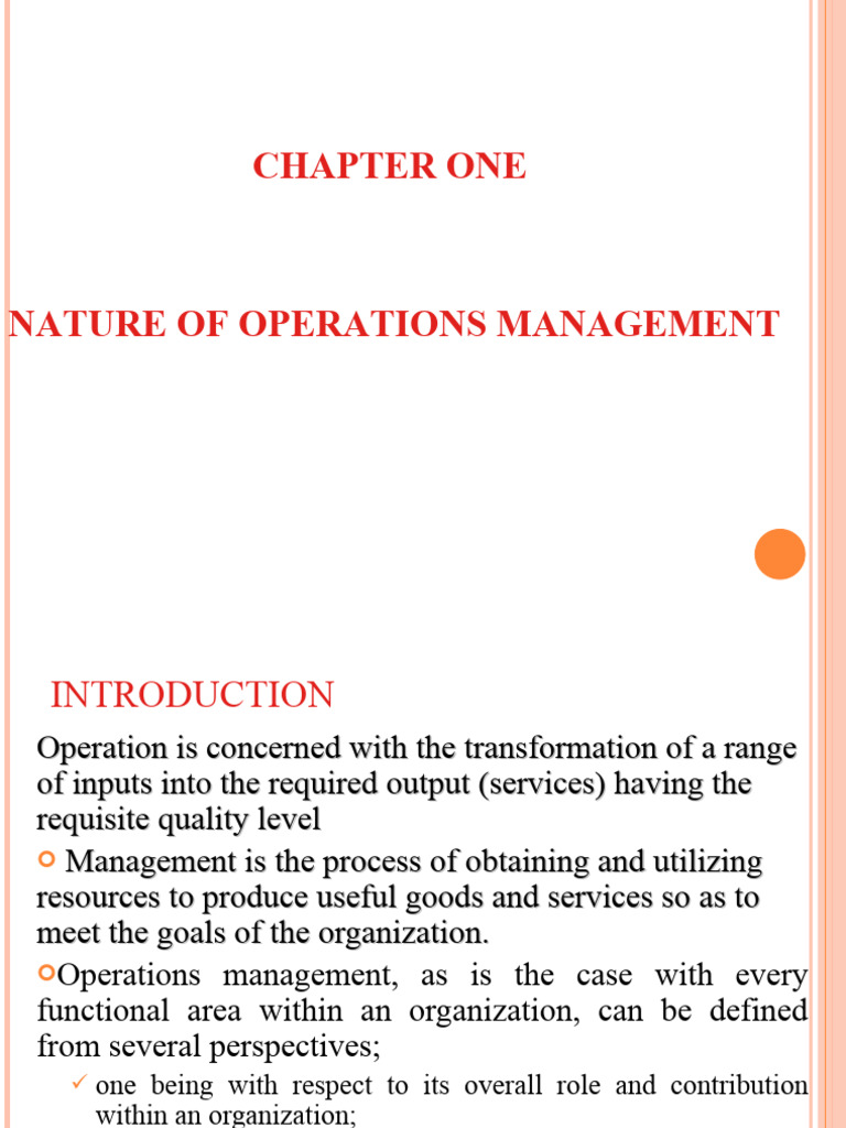 Om Chapter One | PDF | Operations Management | Factors Of Production