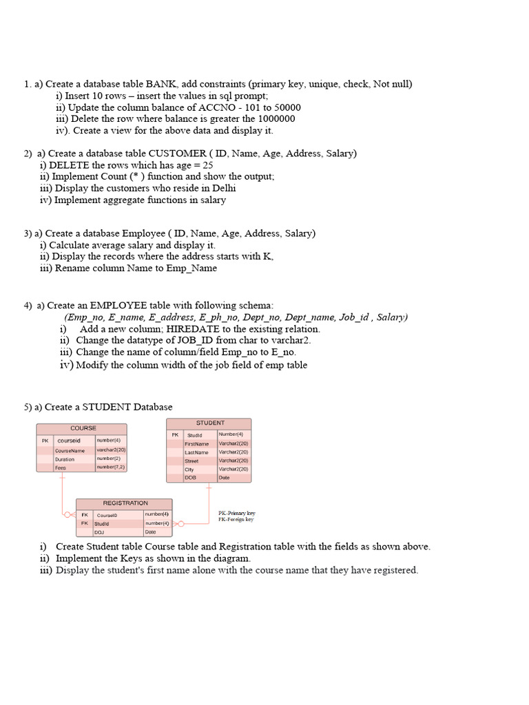 LAB Set Questions Rdbms Record Nov 2023 To Students | PDF | Relational Database | Data Model