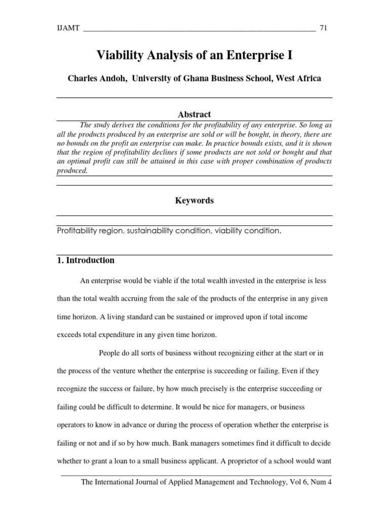Viability Analysis of an Enterprise I | PDF | Prices | Interest
