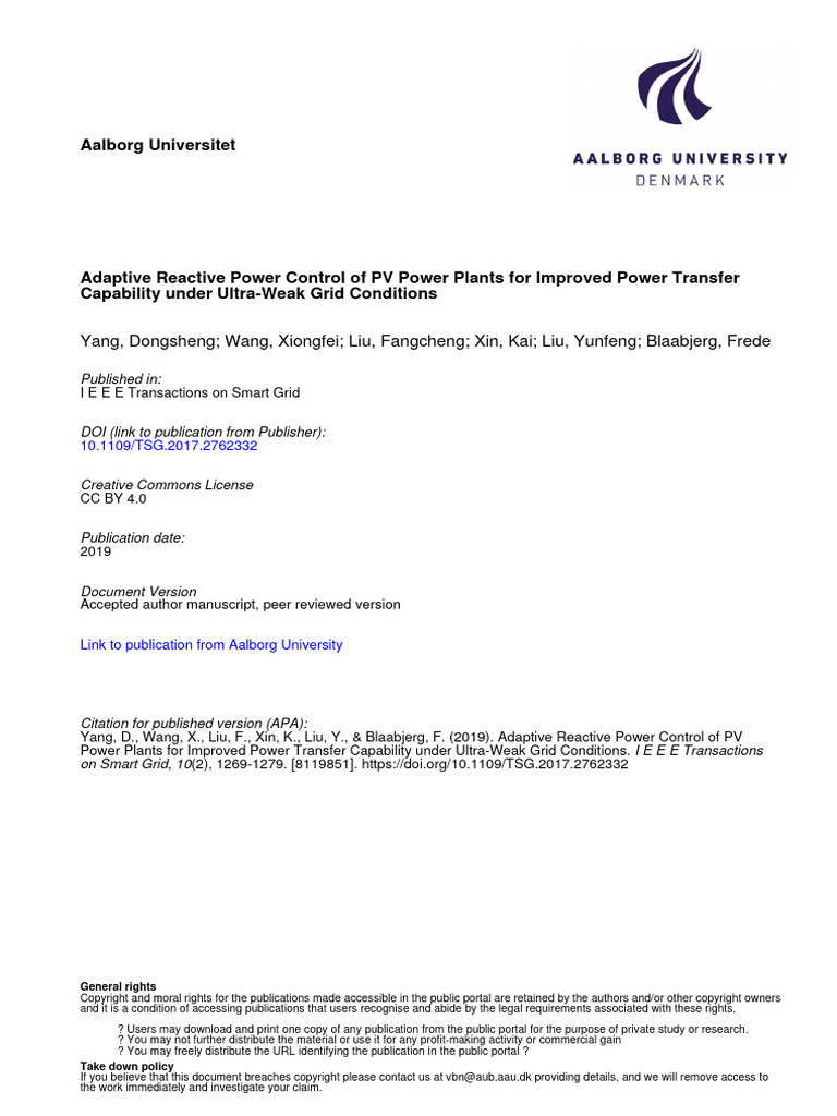 Adaptive Reactive Power Control of PV Power Plants For Improved Power Transfer Capability Under ...