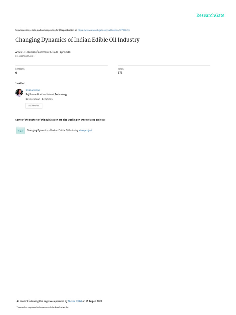 Indian Edible Oil Industry Trends | PDF | Vegetable Oil | Cooking Oil