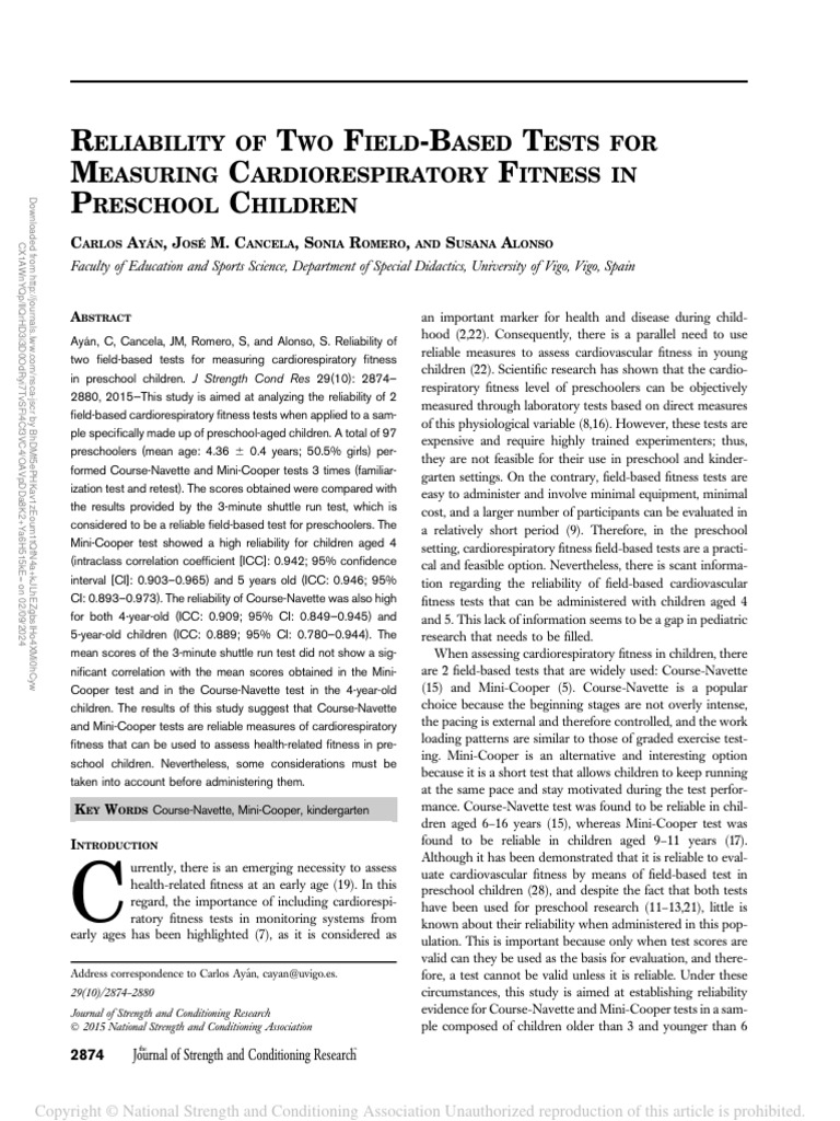 Reliability of Two Field Based Tests for Measuring.96973 | PDF ... Reliability of Two Field Based Tests for Measuring.96973 | PDF ...