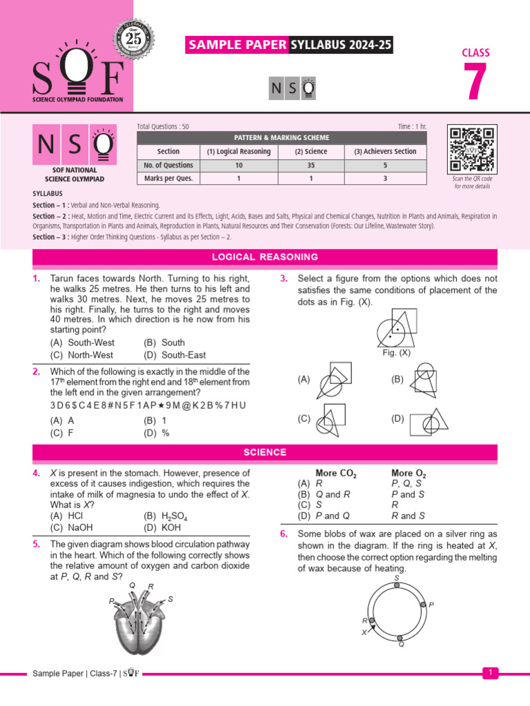 Nso Sample Paper Class-7 | PDF