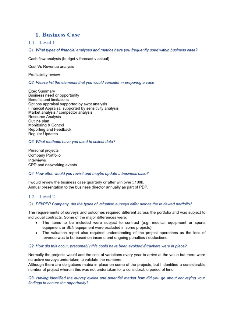 Business Case Level 3 Preparation With Potential Q&A | PDF | Valuation ...