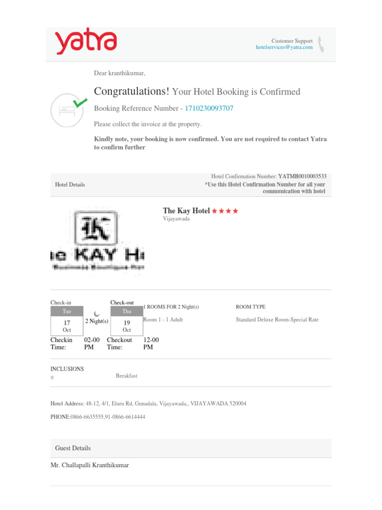 Hotel Booking Ref-1710230093707 | PDF | Cheque | Payments