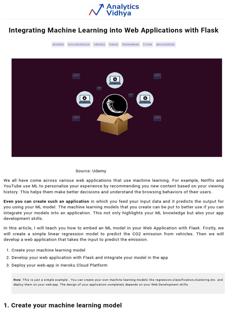 Integrating Machine Learning Into Web Applications With Flask | PDF ... Integrating Machine Learning Into Web Applications With Flask | PDF ...