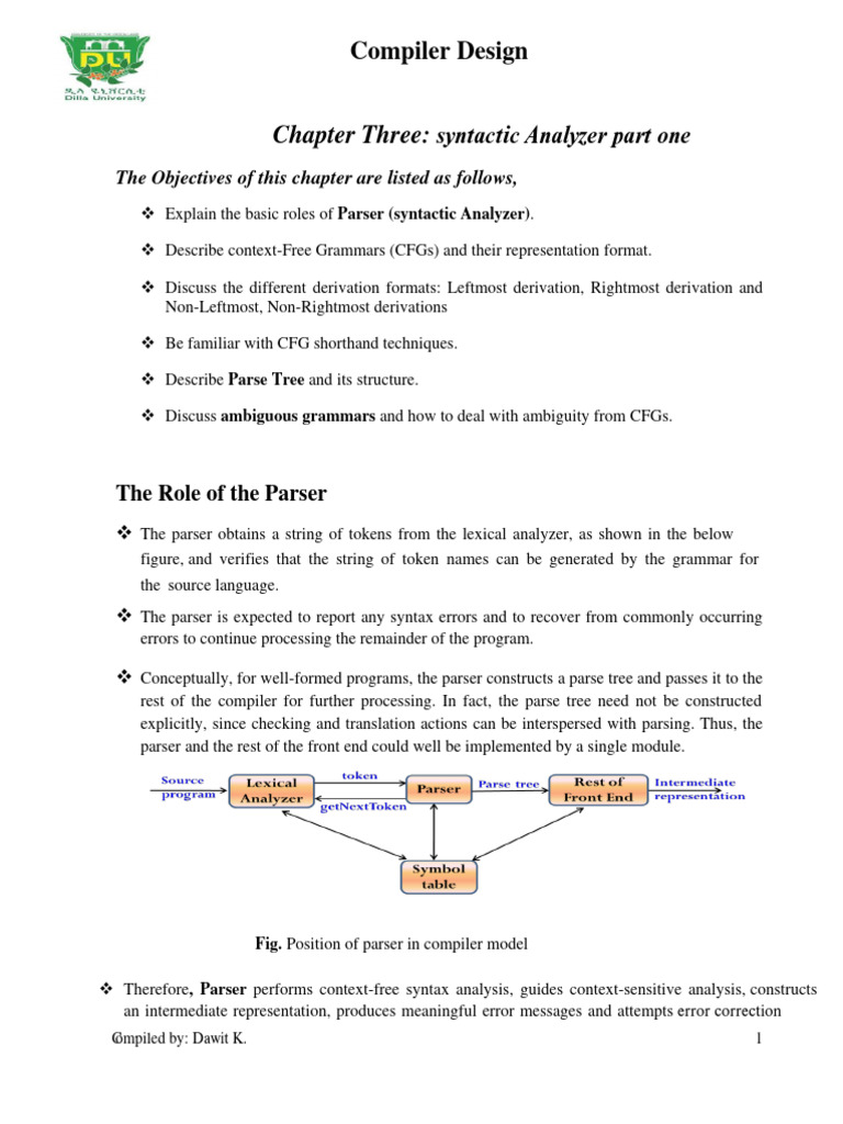 Chapter 3 - Syntax Analysis Part One | PDF | Parsing | Computer Programming