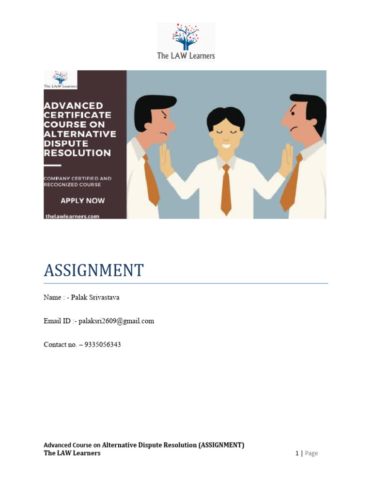 Assignment Adr | PDF | Mediation | Arbitration