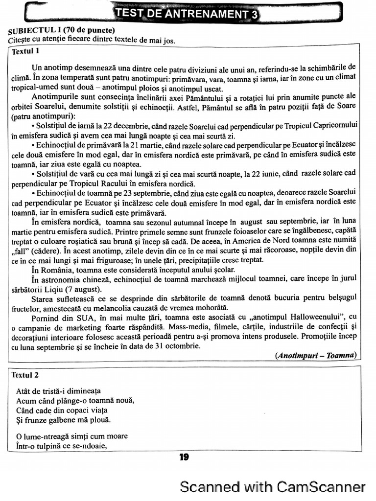 Test cu text descriptiv SII + barem | PDF