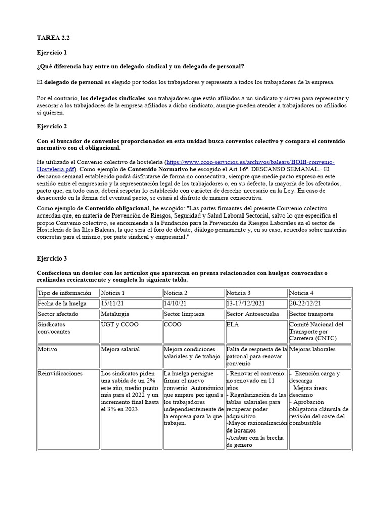 Cano Herrero Julia Fol 02 Tarea2 | PDF | Derecho laboral | Sindicato