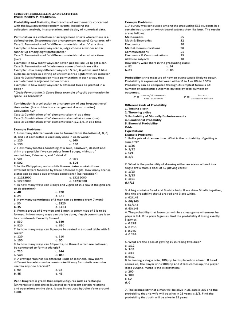 Lecture 2 Probability and Statistics | PDF | Statistics | Descriptive ...