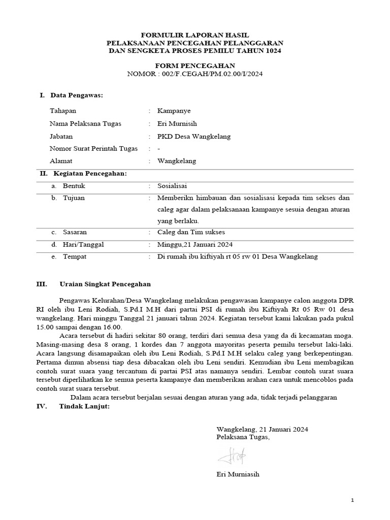 Laporan Sosialisasi Kampanye Pemilu 2024 | PDF