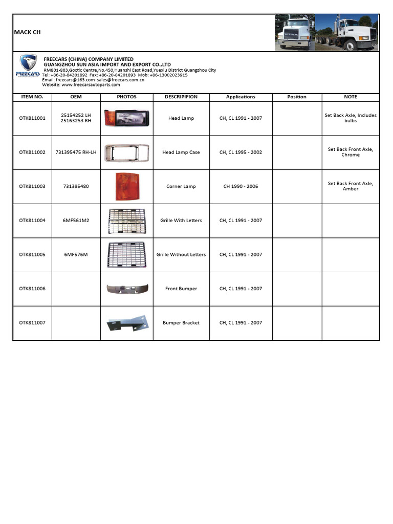 Mack Truck Parts Catalog Overview | PDF | Manual Transmission | Truck