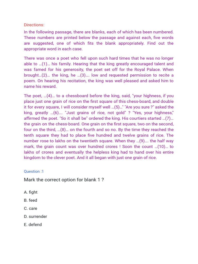 Cloze Test Pdf