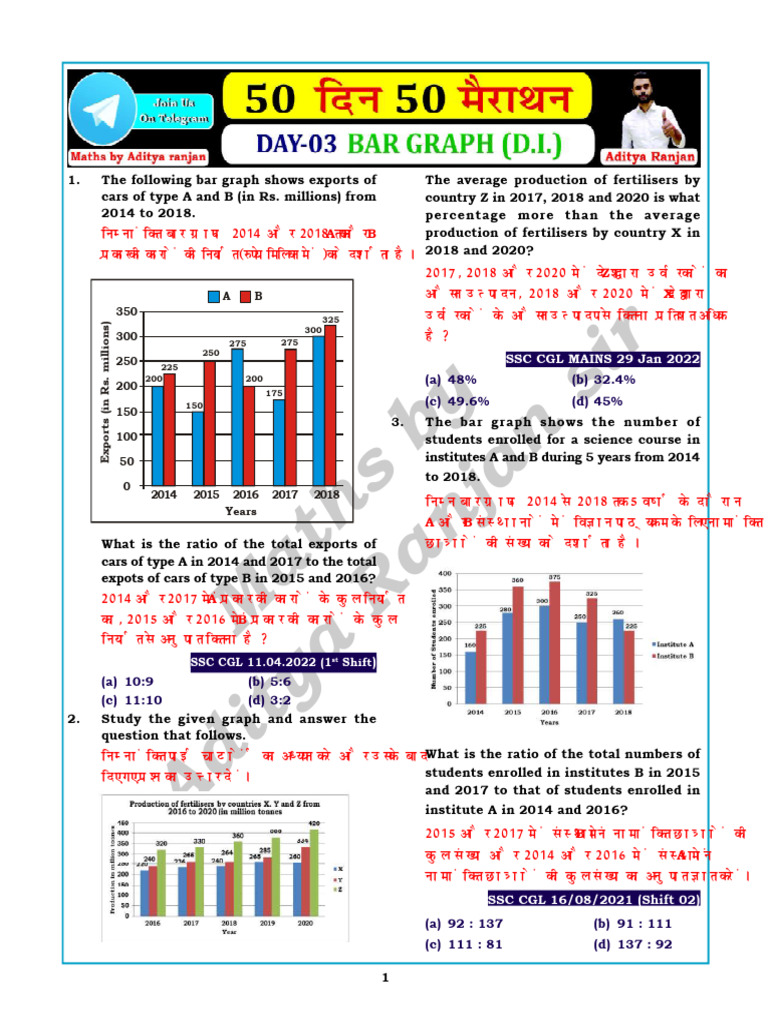 Day 03 BAR GRAPH D.I Print (50 Marathon Maths) | PDF