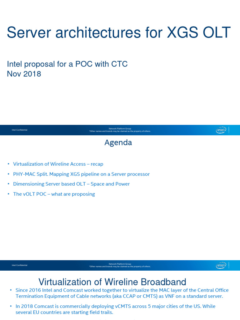 Server Architectures For XGS OLT - For OLT Vendors - Nov 2018 | PDF | Intel | Network Interface ...