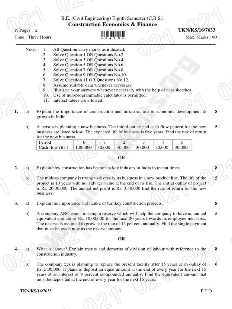 Construction Economics & Finance Exam Guide | PDF | Equity (Finance ...