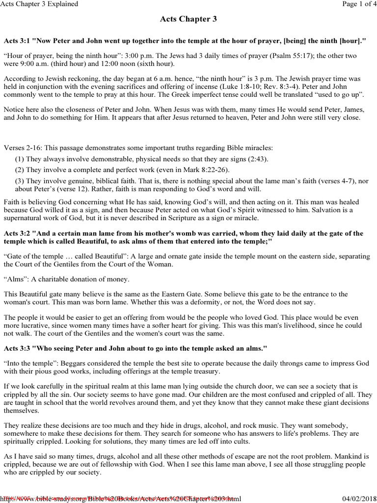 Acts Chapter 3 | PDF | Saint Peter | Jesus