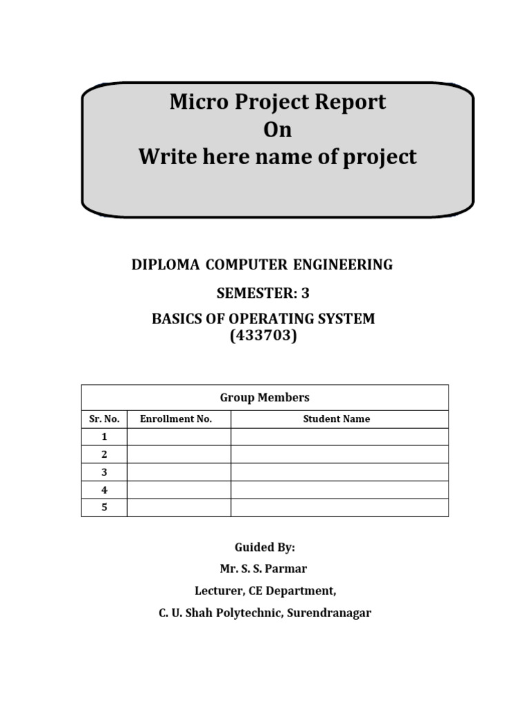 BOS (433703) - Micro Project Report Format | PDF | Science ...