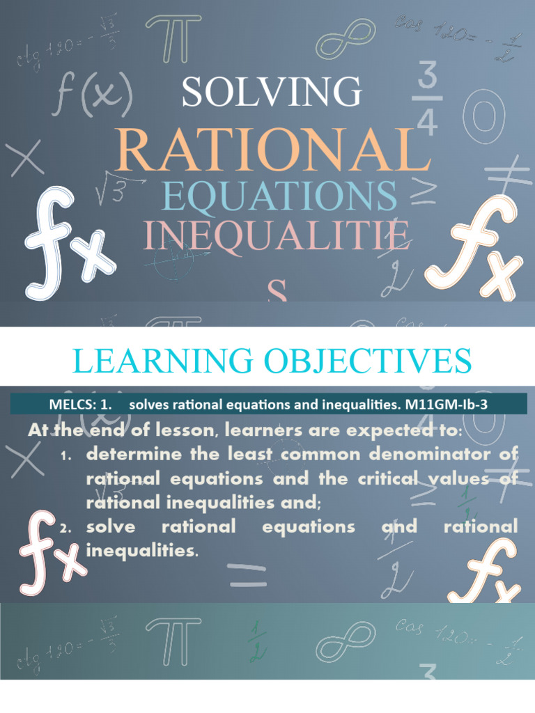 Solving Rational Equations Inequalities Pdf Equations Rational Number