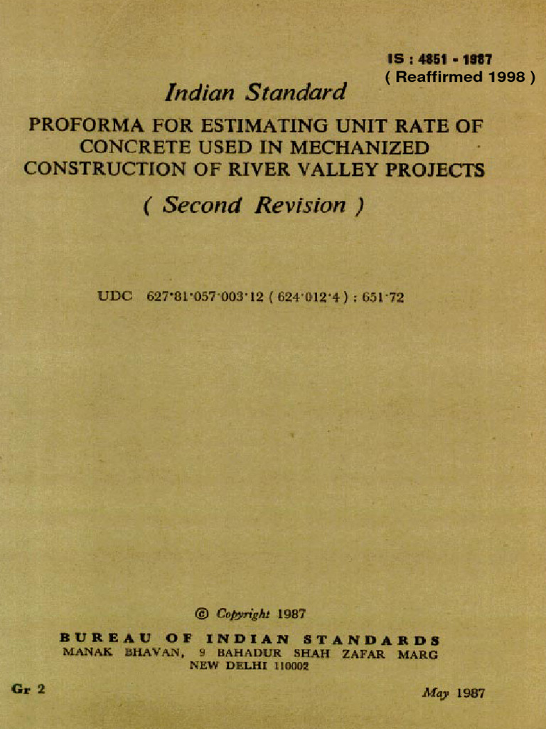 Is 4851 | PDF | Concrete | Physical Quantities