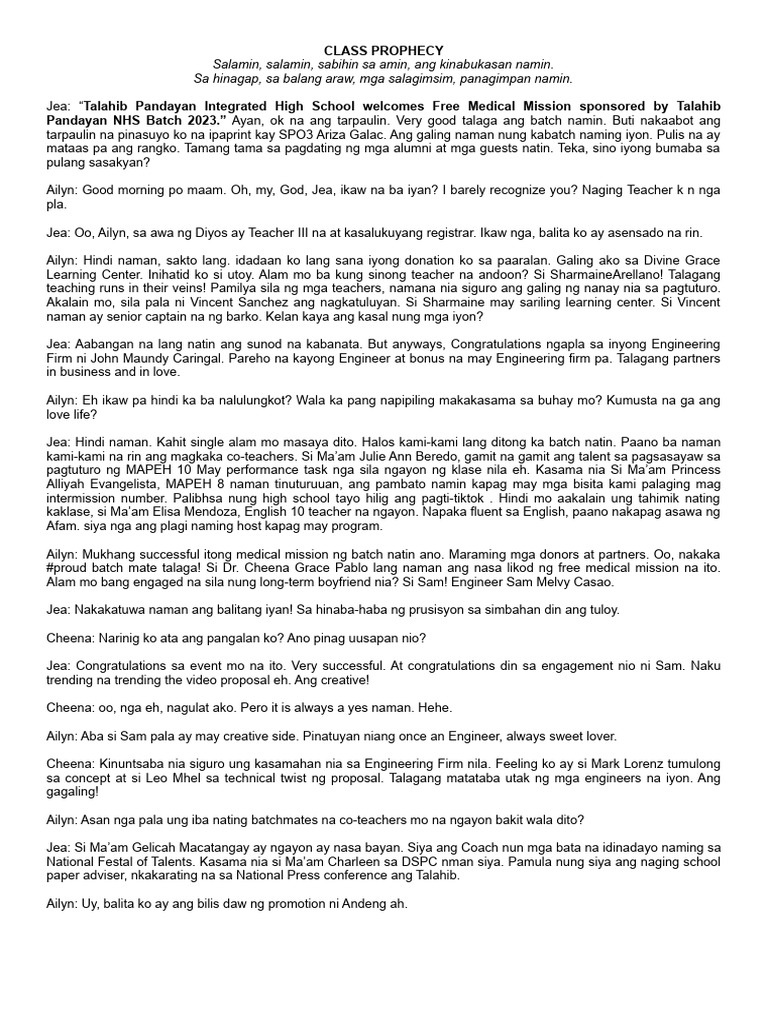 Class Prophecy | PDF