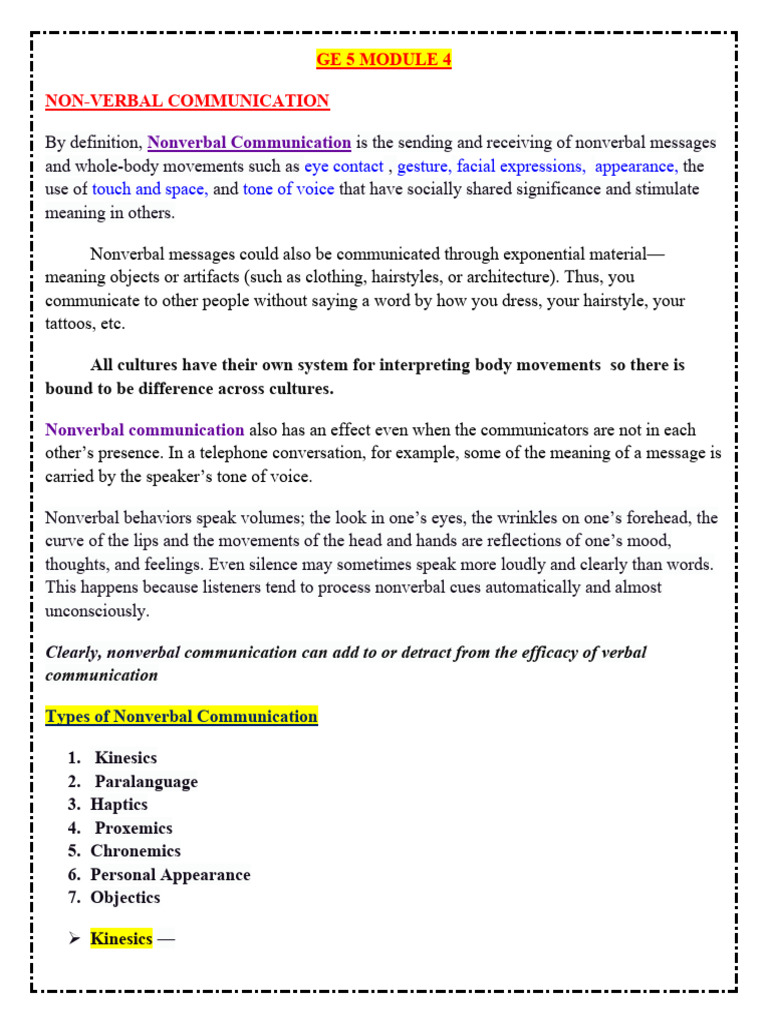 Nonverbal Communication Guide | PDF | Nonverbal Communication ...