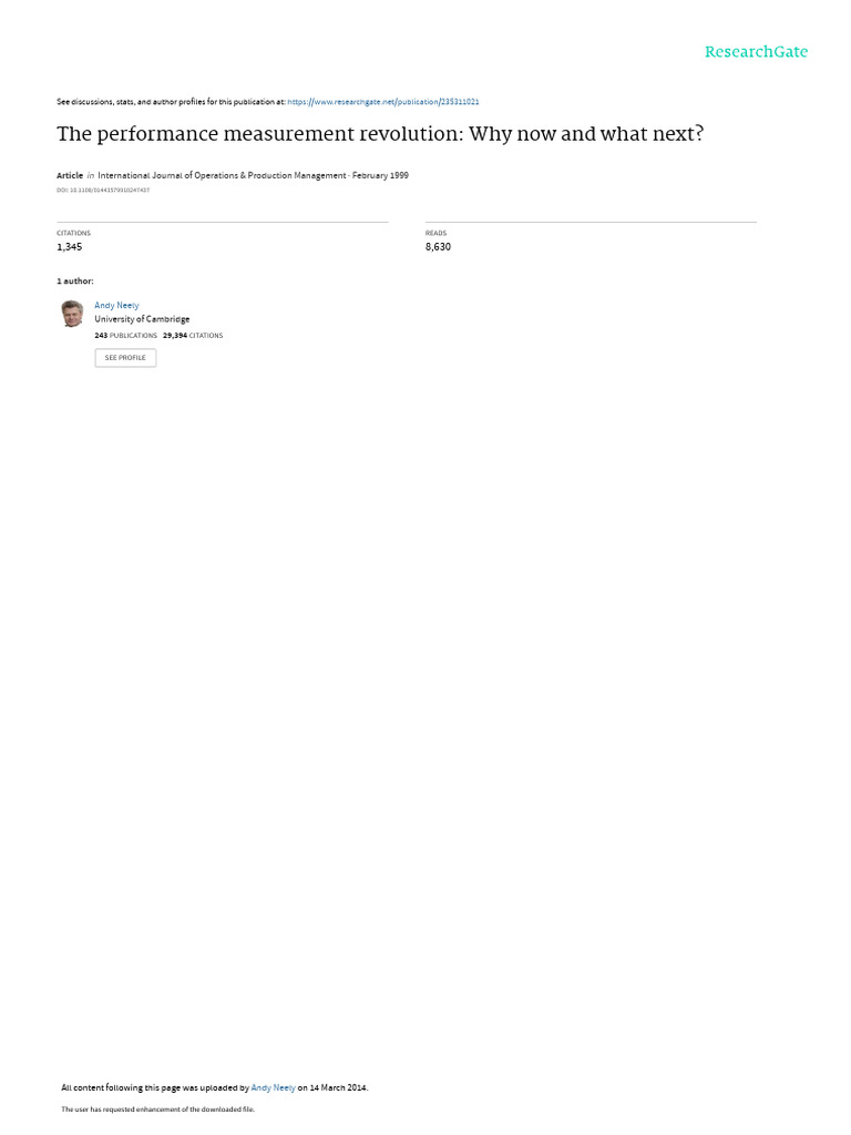 The Performance Measurement Revolution Why Now and | PDF | Supply Chain ...