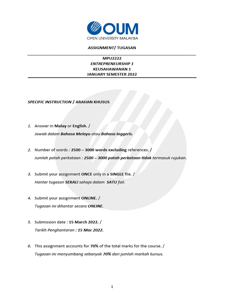 Assignment Question - MPU 2222 | PDF
