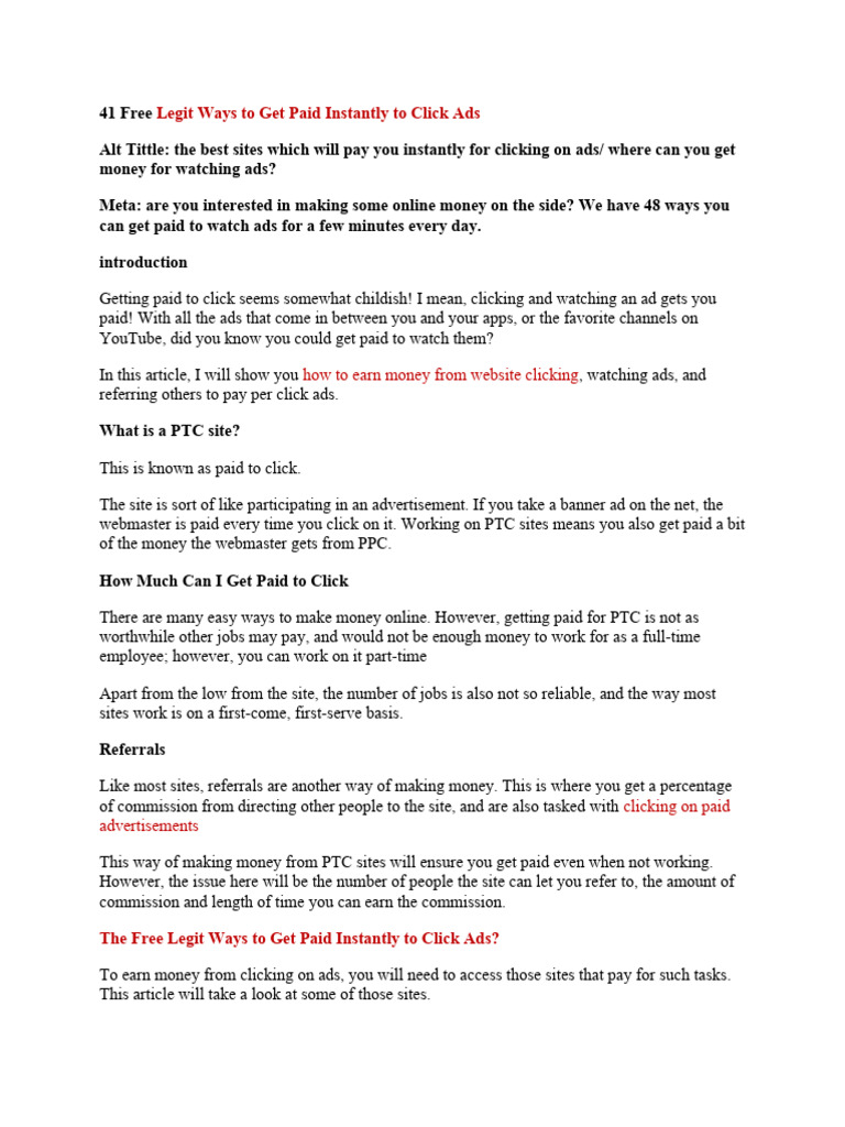 41 Ways to Get Paid for Clicking Ads | PDF | Bitcoin | Pay Pal