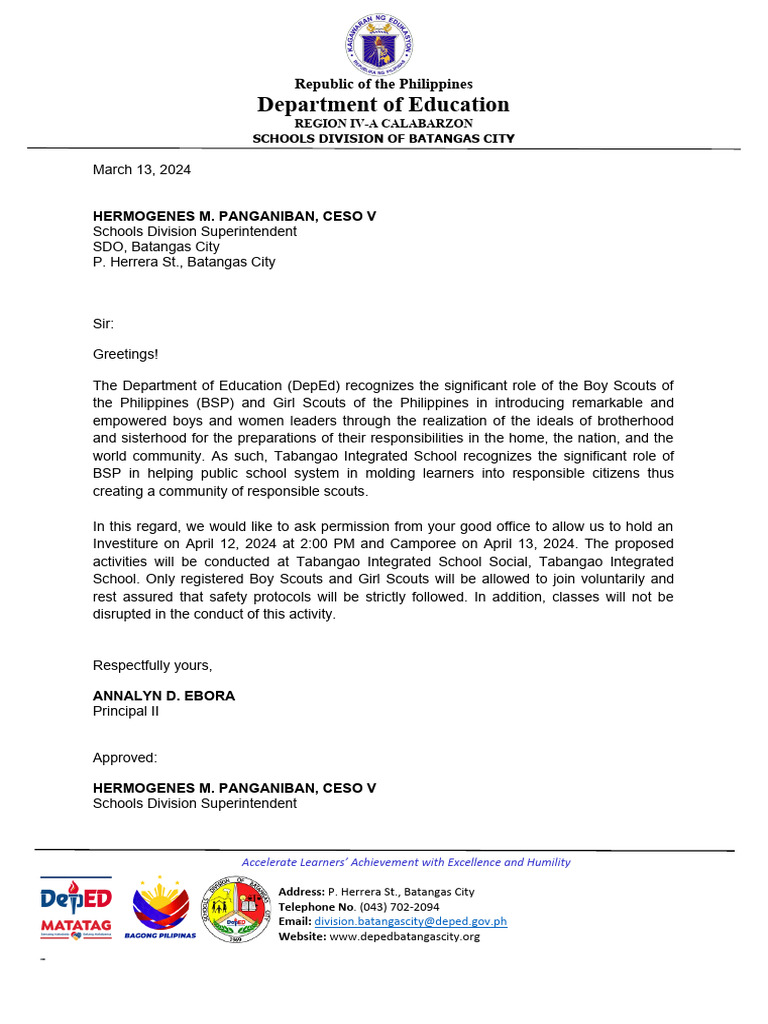 Request-Letter-to-SDS-Investiture | PDF