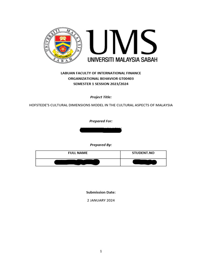 Hofstede Cultural Dimensions OB Individual Assignment | PDF | Behavioural Sciences | Social ...