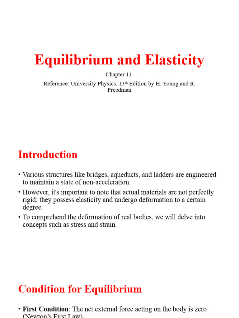 Equilibrium and Elasticity in Physics | PDF | Young's Modulus | Stress ...