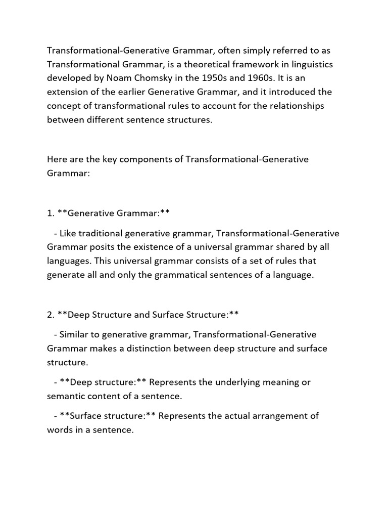 Transformational | PDF | Syntax | Grammar