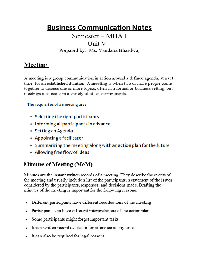 Business Communication Notes UNIT 5 | PDF | Press Release | Public ...