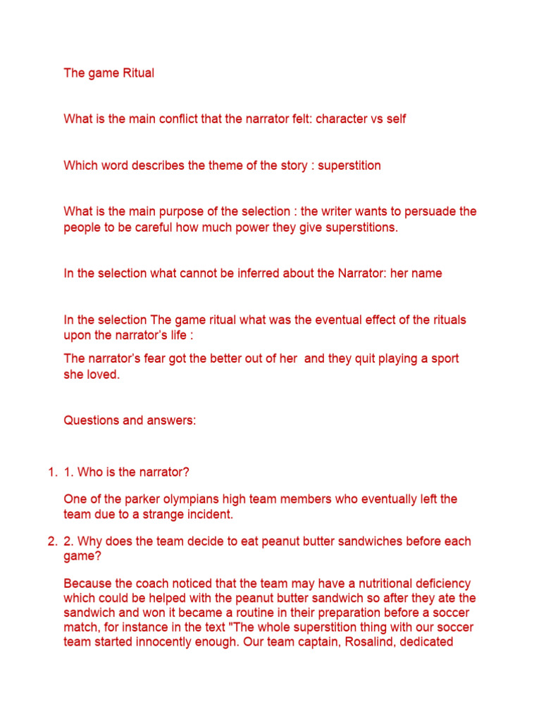 The Game Ritual | PDF