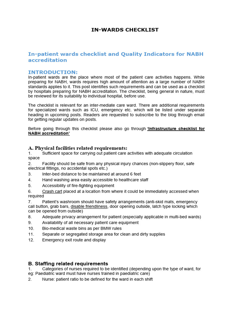 In Wards Checklist | PDF | Hospital | Patient