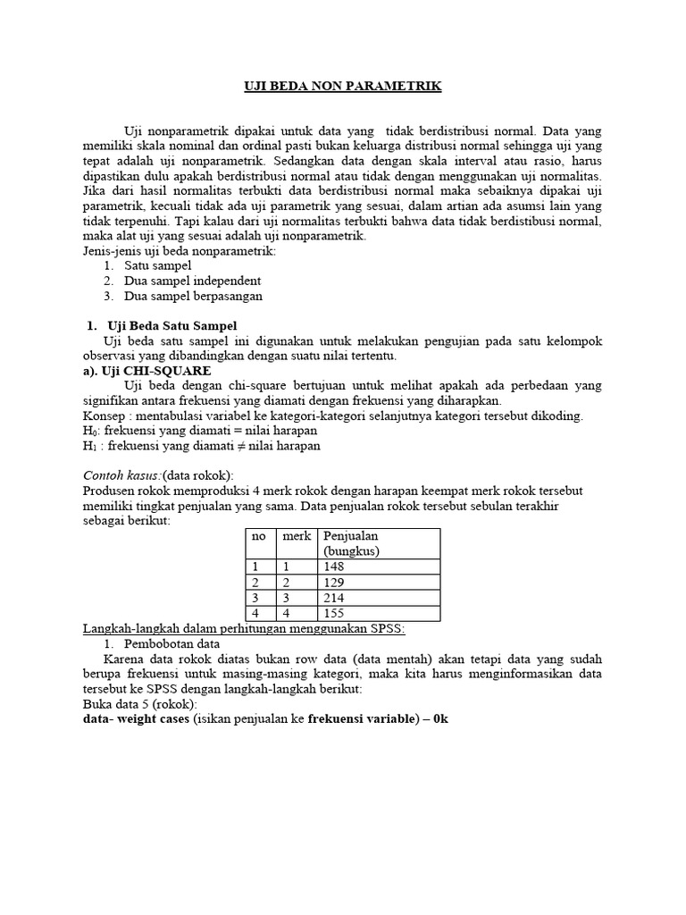 MATERI 5 (Uji Beda Nonparametrik) | PDF
