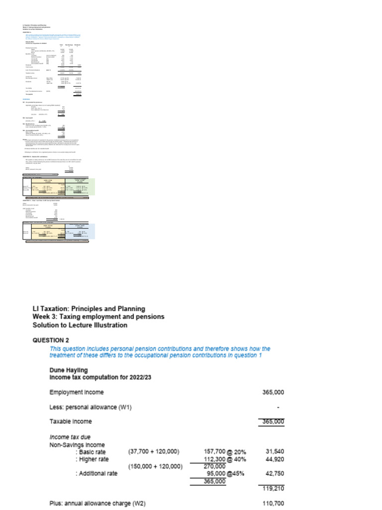 Week 3 - Lecture Illustration Solution | PDF | Taxes | Pension