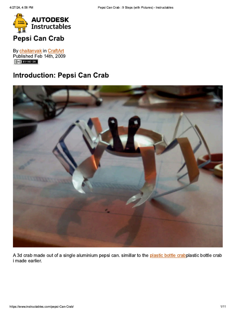 Beverage Can Crab - 9 Steps (With Pictures) - Instructables | PDF