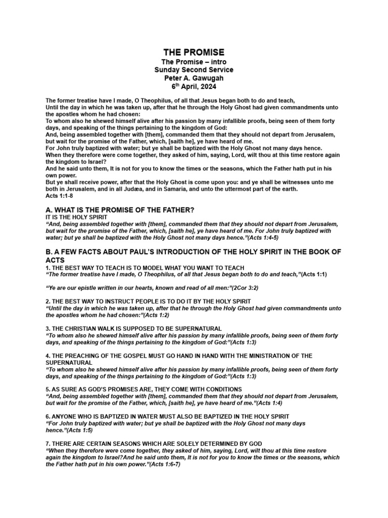 The Promise | PDF | Acts Of The Apostles | God The Father